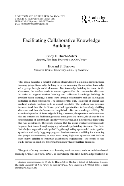 (PDF) Facilitating collaborative knowledge building