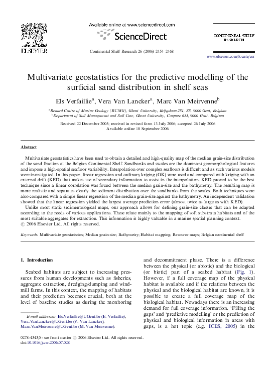 (PDF) Multivariate geostatistics for the predictive modelling of the surficial sand distribution ...