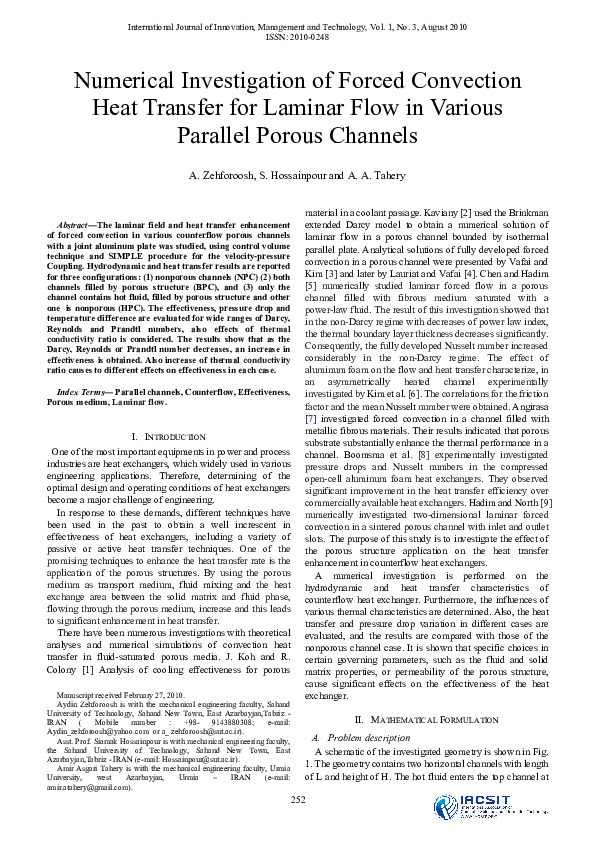 (PDF) Numerical investigation of forced convection heat transfer for laminar flow in various ...