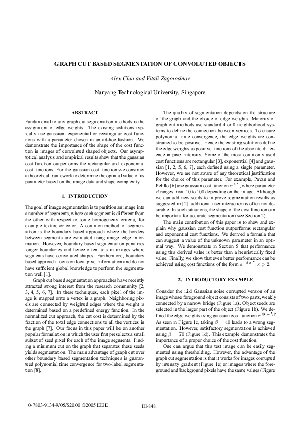 (PDF) Graph cut based segmentation of convoluted objects
