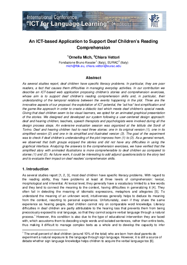 (PDF) An ICT-based Application to Support Deaf Children’s Reading ...