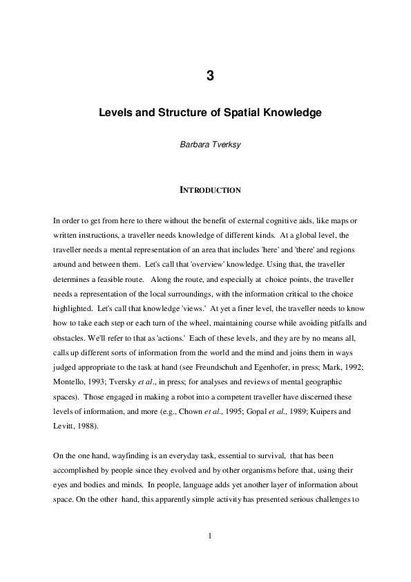 (PDF) Levels and structure of spatial knowledge