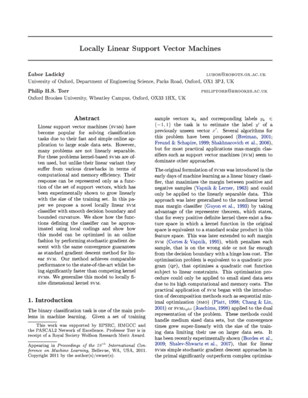 (PDF) Linear Support Vector Machines