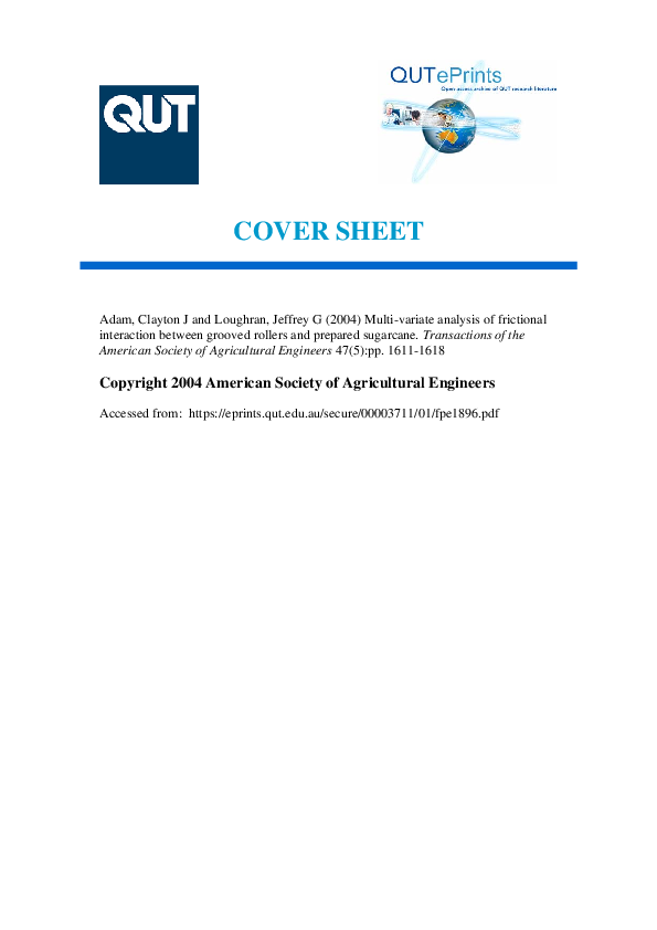 Pdf Multi Variate Analysis Of Frictional Interaction Between Grooved Rollers And Prepared