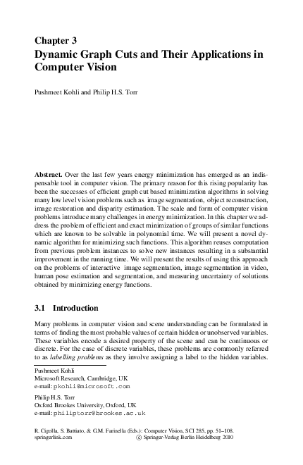 (PDF) Dynamic graph cuts and their applications in computer vision