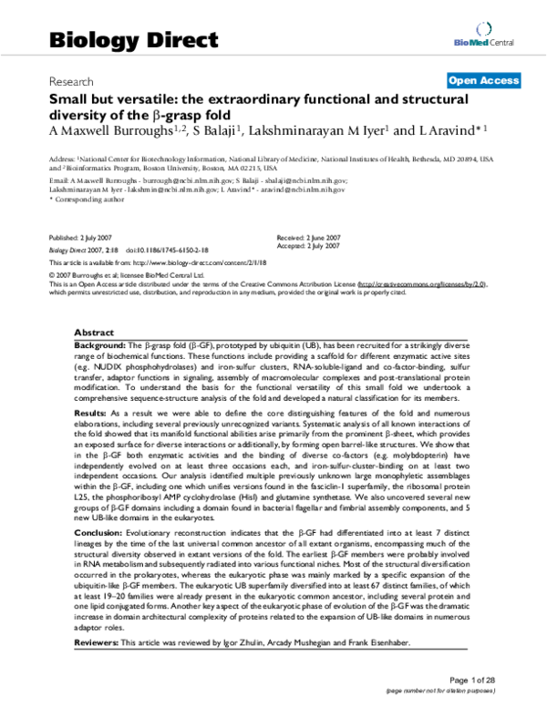 (PDF) Small but versatile: the extraordinary functional and structural ...