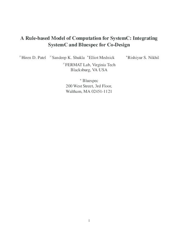 (PDF) A rule-based model of computation for SystemC: integrating SystemC and Bluespec for co-design