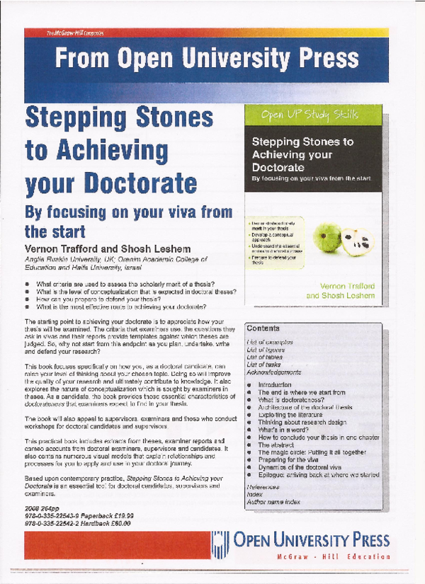 (PDF) Stepping stones to achieving your doctorate