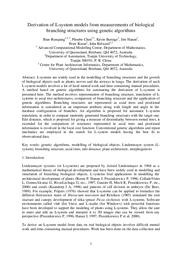 (PDF) Derivation of L-system models from measurements of biological ...