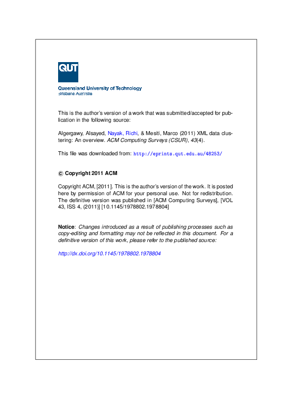 (PDF) XML data clustering: An overview