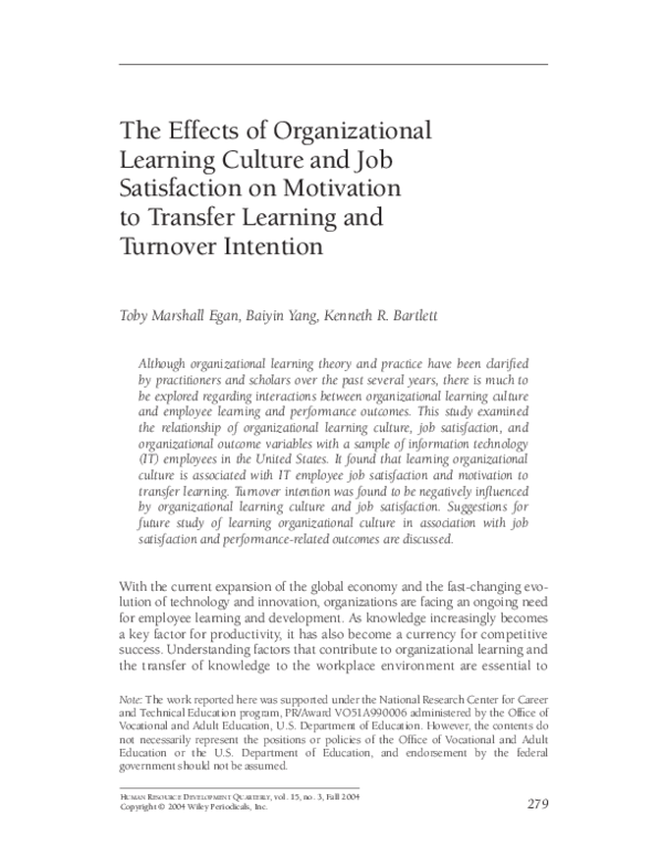 (PDF) The effects of organizational learning culture and job ...