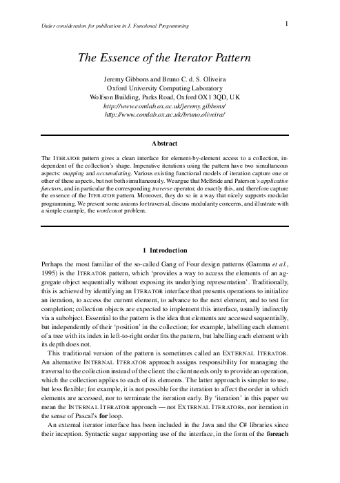(PDF) The essence of the Iterator pattern