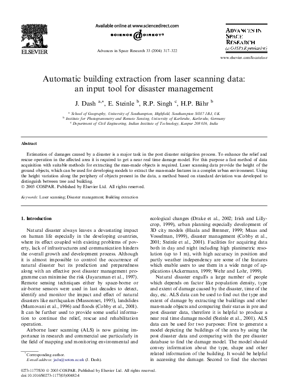 Pdf Automatic Building Extraction From Laser Scanning Data An Input