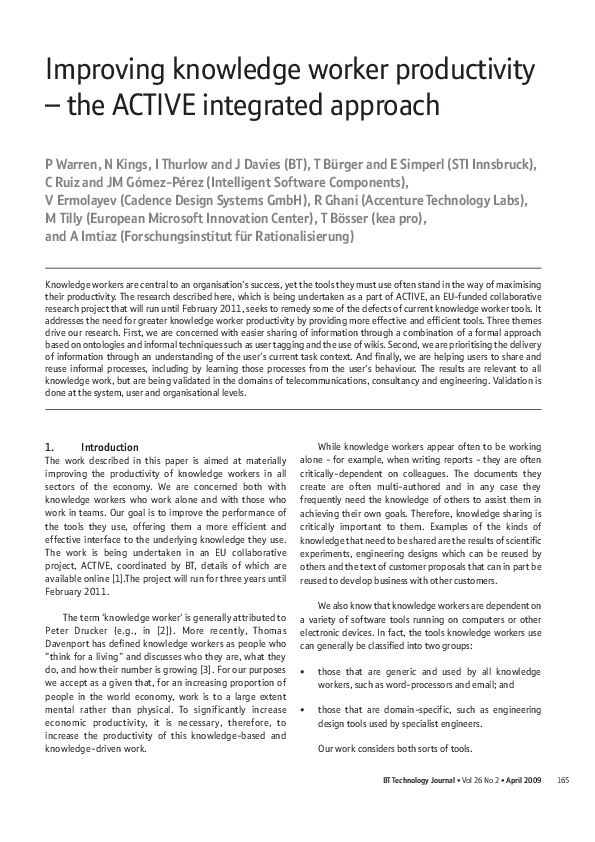 (PDF) Improving knowledge worker productivity-the active integrated approach
