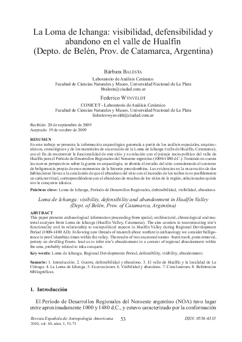 (PDF) La Loma de Ichanga: visibilidad, defensibilidad y abandono en el ...