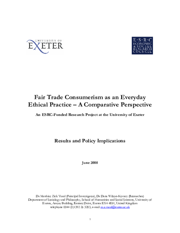 (PDF) Fair Trade Consumerism as an Everyday Ethical Practice A ...