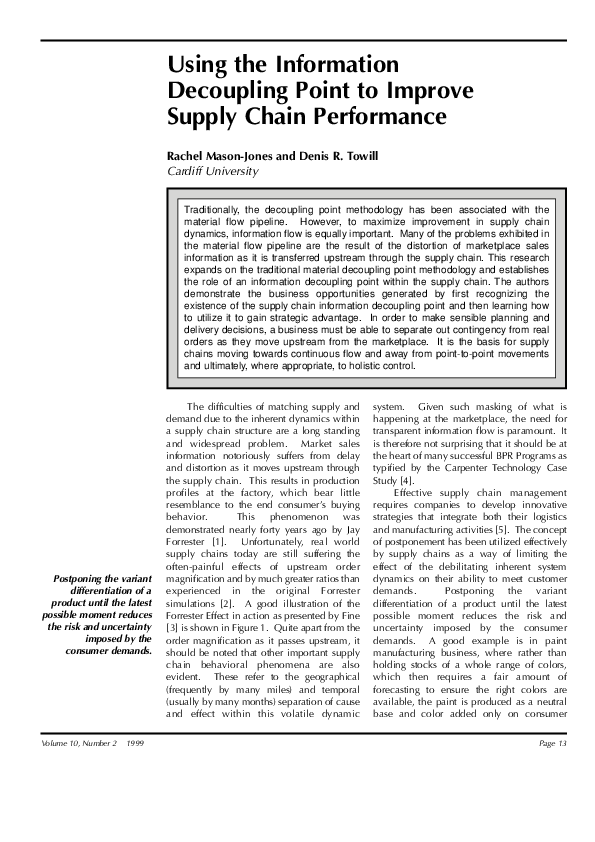 (PDF) Using the information decoupling point to improve supply chain ...