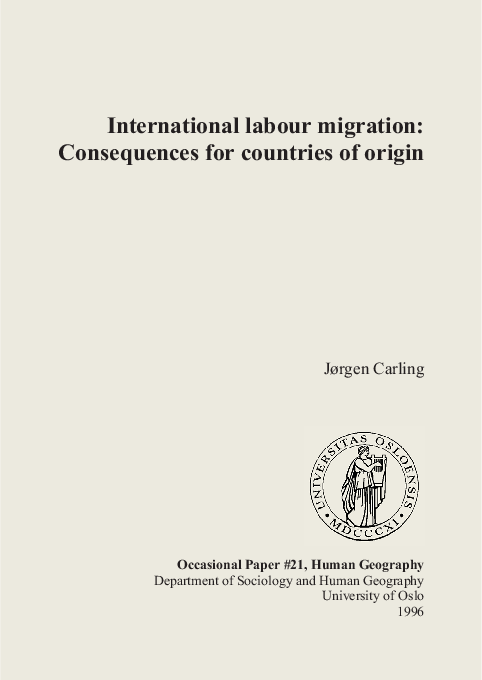 (PDF) International labour migration: Consequences for countries of origin