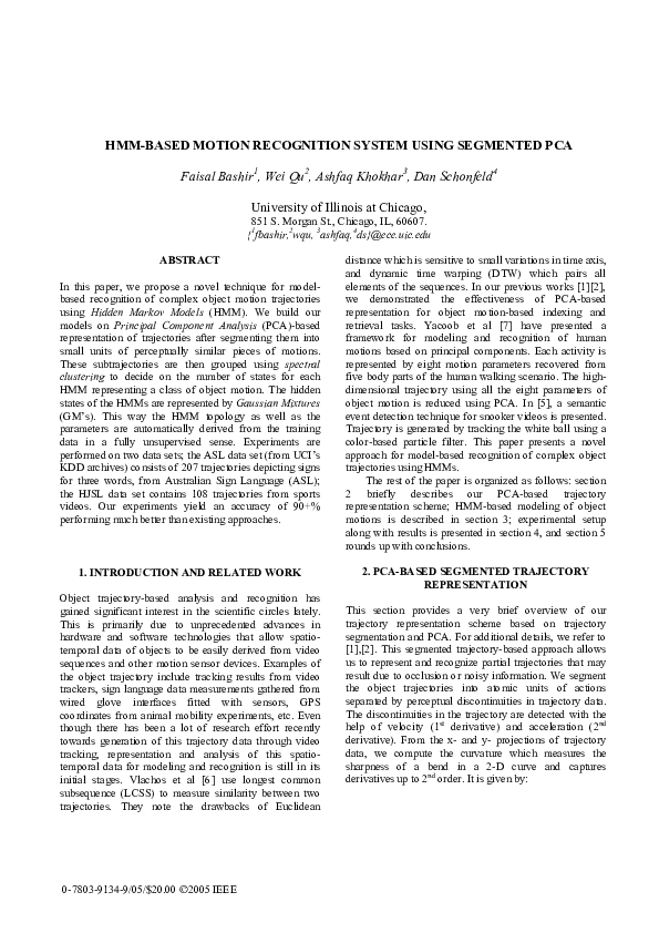 (PDF) HMM-based motion recognition system using segmented PCA
