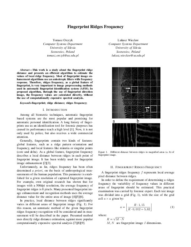 Pdf Fingerprint Ridges Frequency