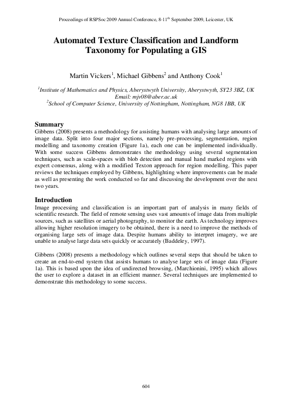 (PDF) Automated Texture Classification and Landform Taxonomy for ...