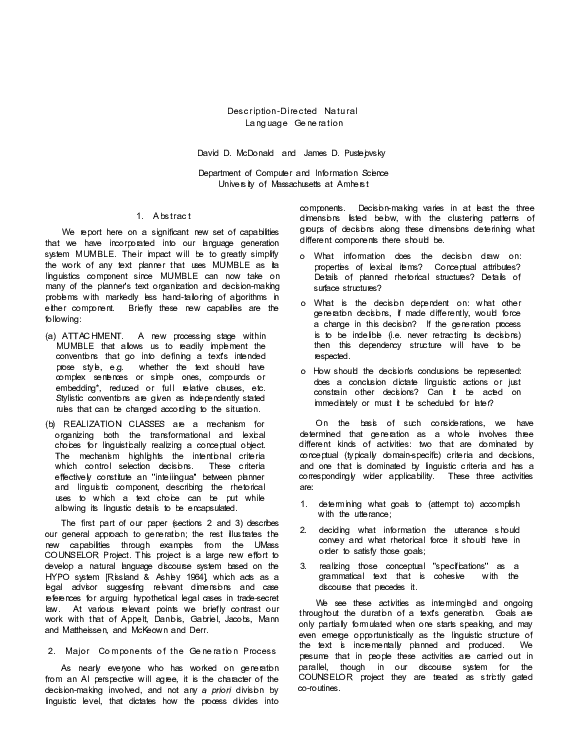 (PDF) Natural language generation