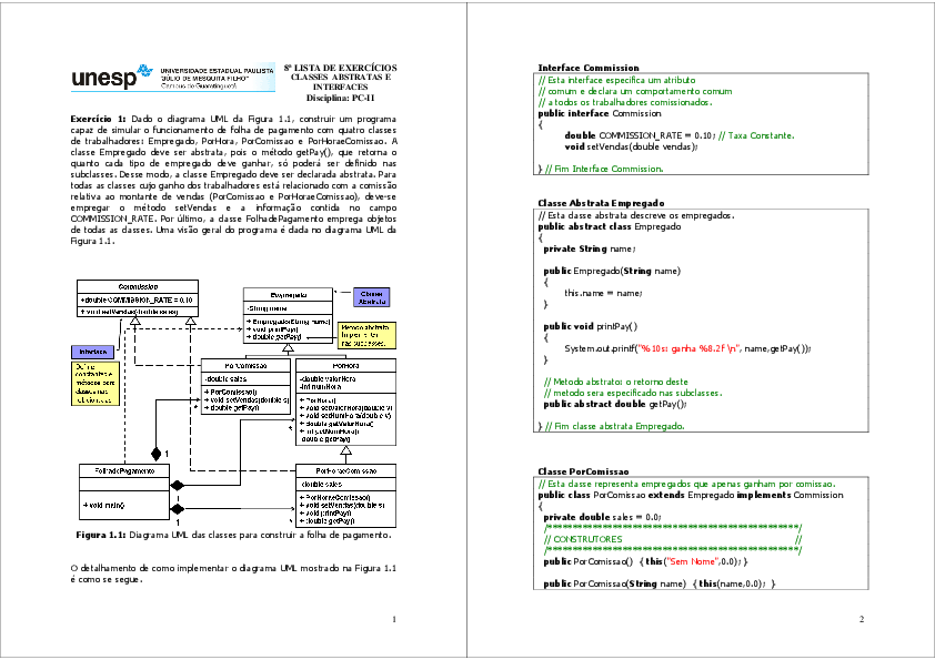 (PDF) Lista 8 - Curso Java - Classes Abstratas e Interfaces