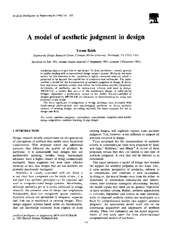 (PDF) A model of aesthetic judgment in design