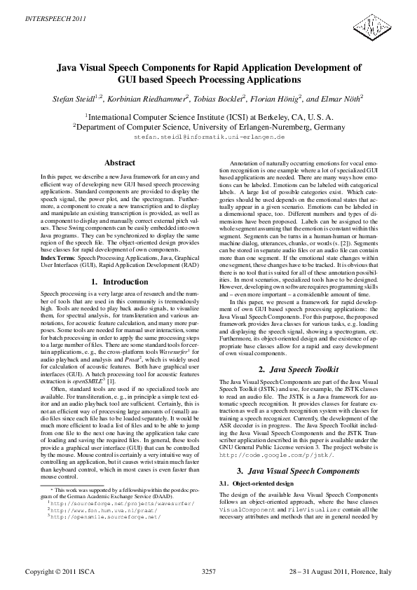 Pdf Java Visual Speech Components For Rapid Application Development Of Gui Based Speech