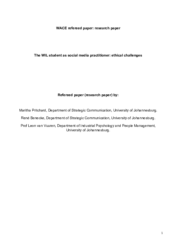 (PDF) Maritha , Rene Benecke, Leon van Vuuren, University of ...