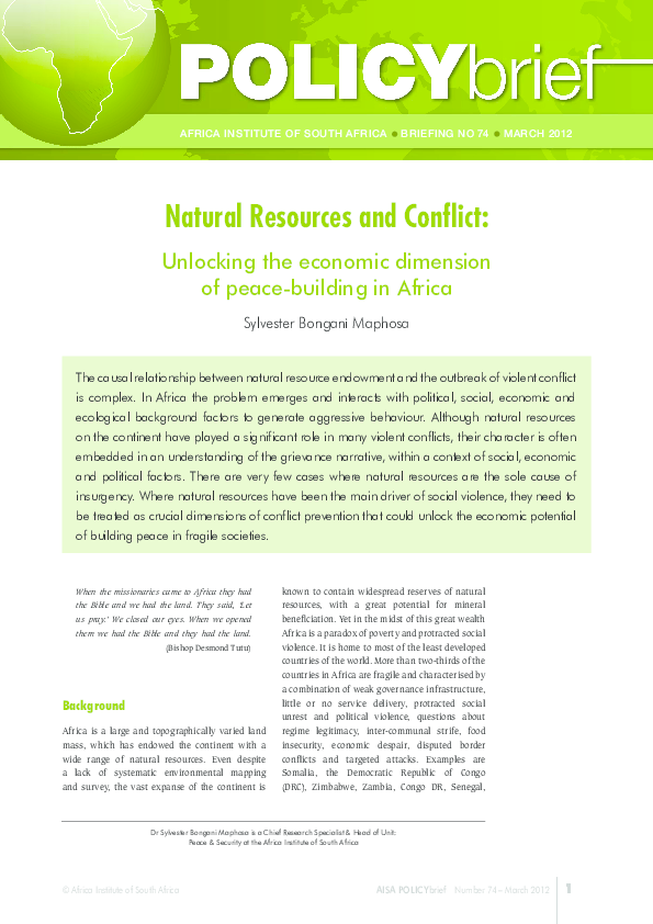 (PDF) Natural Resources and Conflict