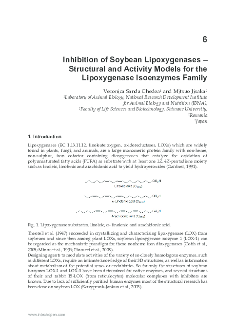 Pdf Inhibition Of Soybean Lipoxygenases Structural And Activity Models For The Lipoxygenase