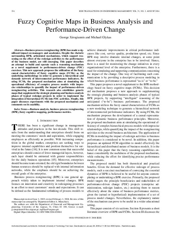 (PDF) Fuzzy cognitive maps in business analysis and performance-driven change