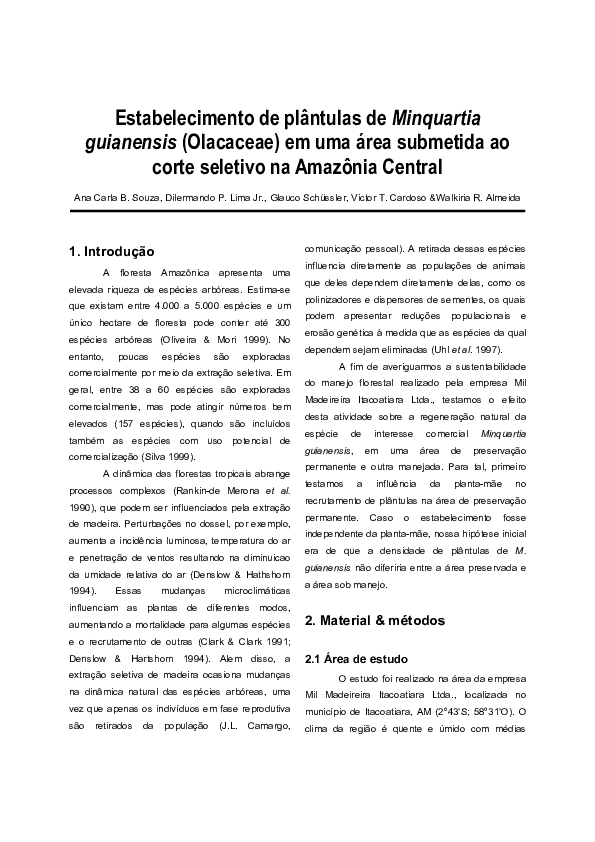 (PDF) Estabelecimento de plântulas de Minquartia guianensis (Olacaceae ...