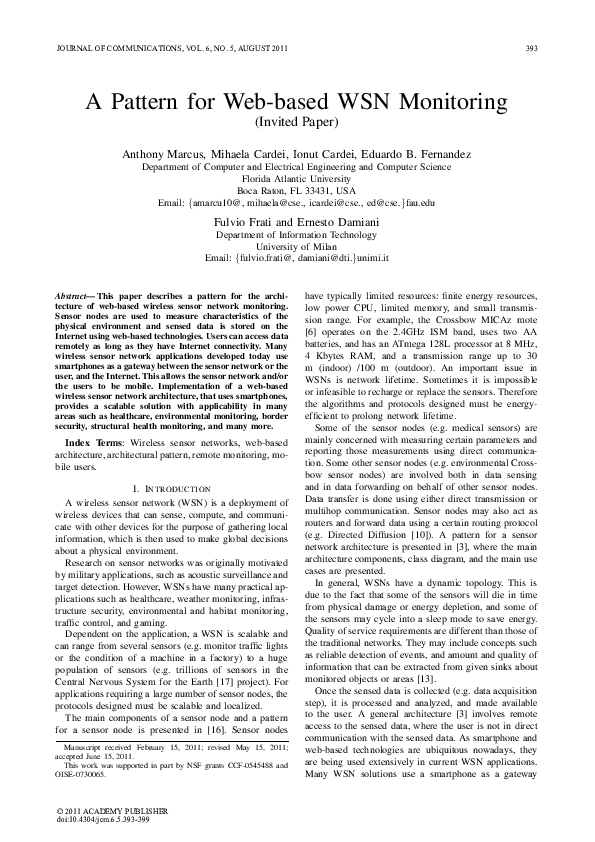 (PDF) A Pattern for Web-based WSN Monitoring