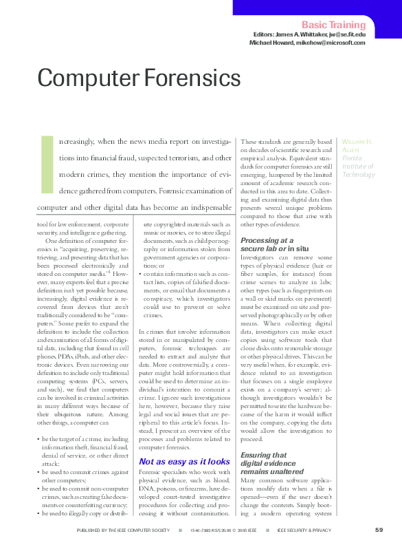(PDF) Computer forensics