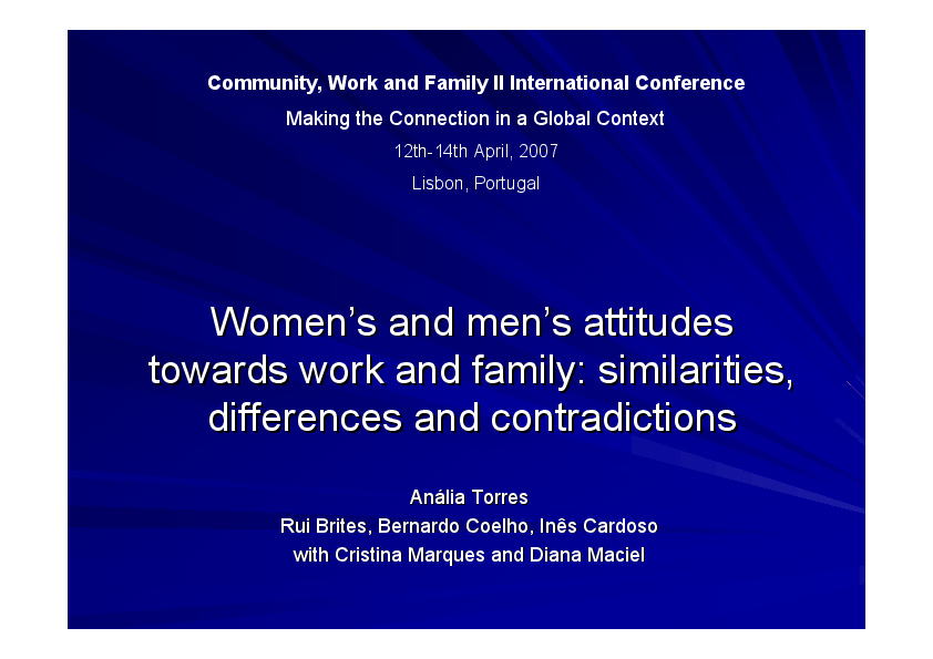 (PDF) Women's and men's attitudes towards work and family: similarities ...