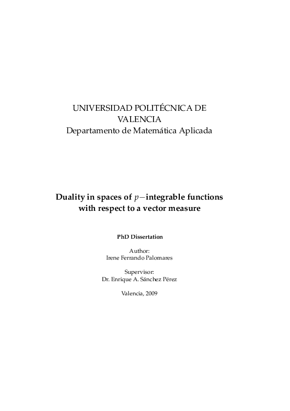 (PDF) Duality in spaces of p-integrable functions with respect to a vector measure