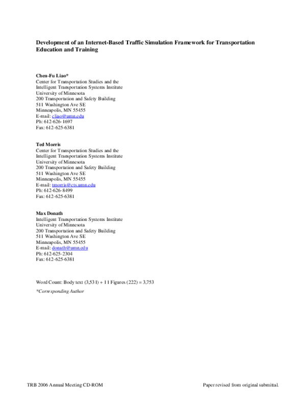 (PDF) Development of internet-based traffic simulation framework for ...