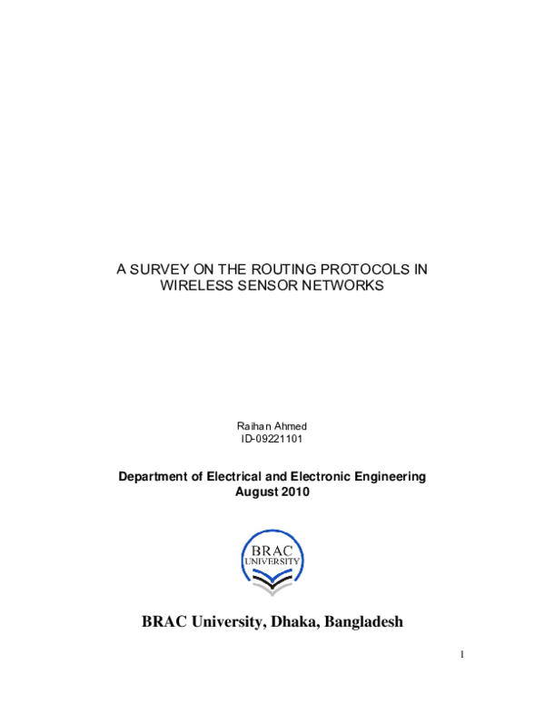 Pdf A Survey On Routing Protocols For Wireless Sensor Networks