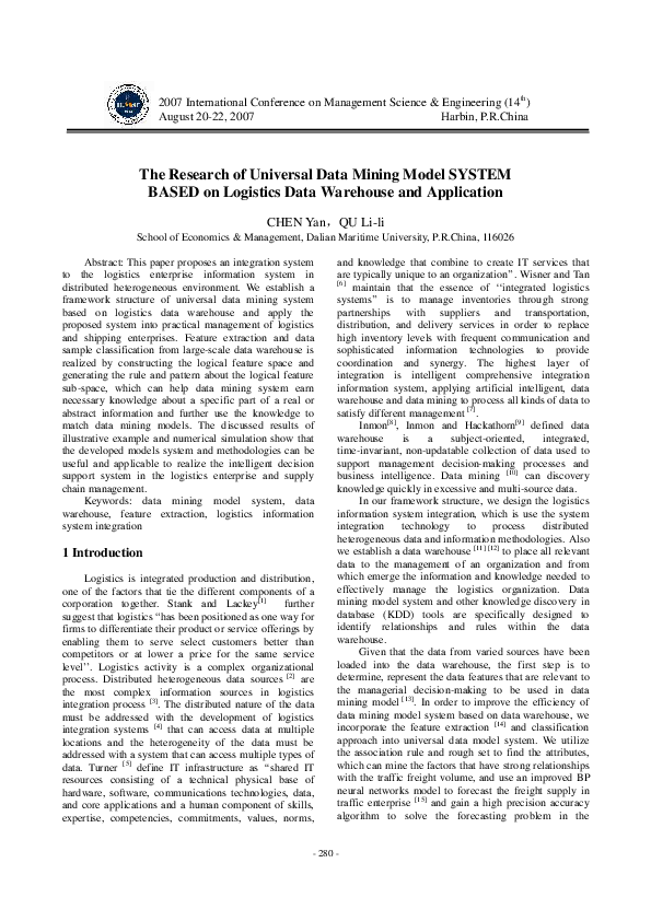 (PDF) The research of universal data mining model system based on ...