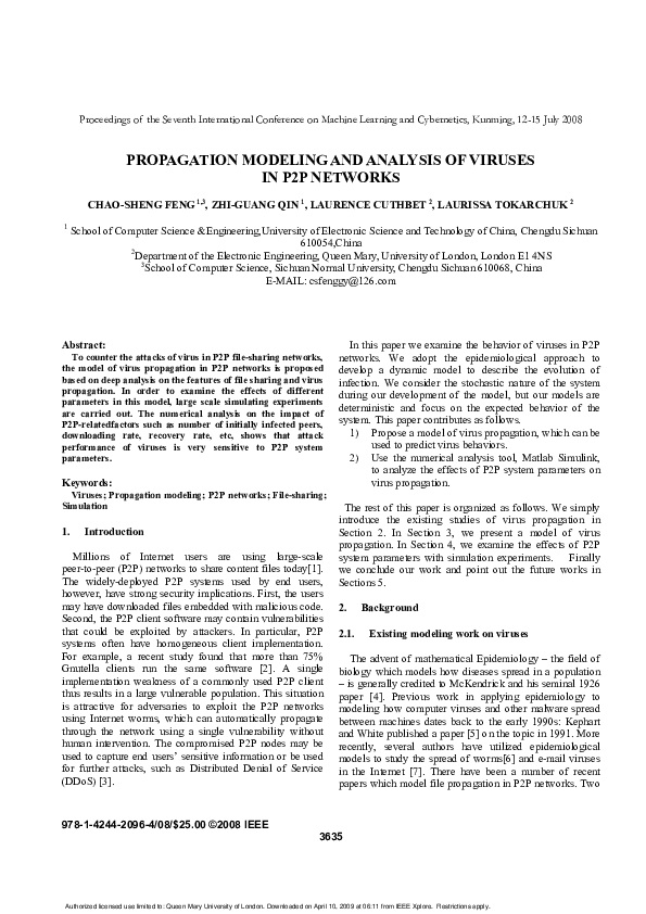 (PDF) Propagation modeling and analysis of viruses in P2P networks