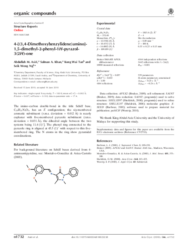 (PDF) 4- (3,4-Dimethoxybenzylidene)amino -1,5-dimethyl-2-phenyl-1H-pyrazol-3(2 H)-one