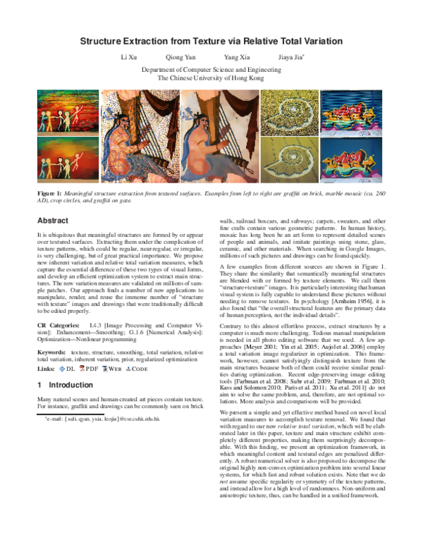 (PDF) Structure Extraction from Texture via Relative Total Variation