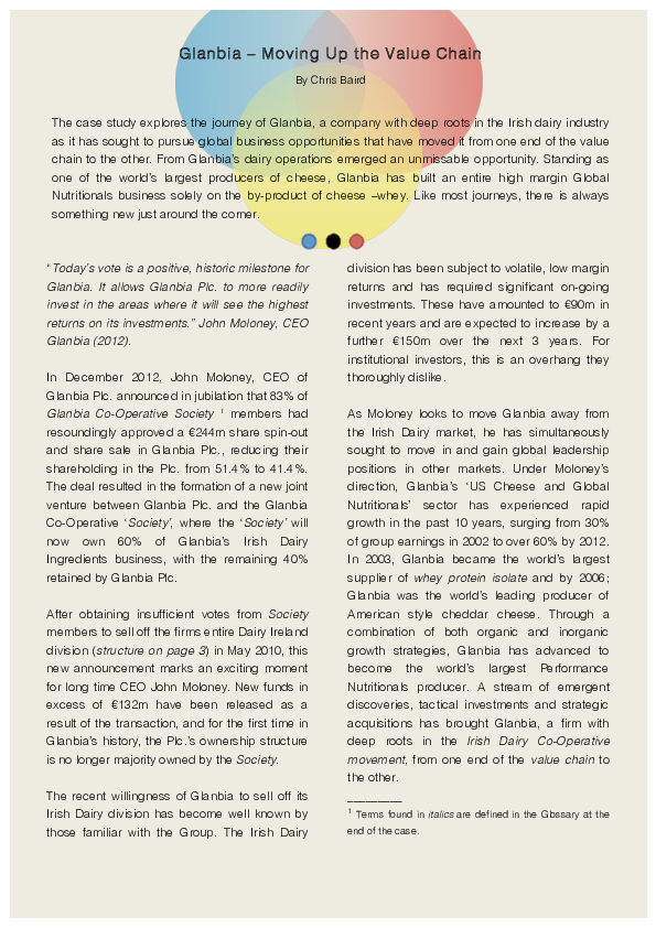 (PDF) Glanbia - Moving Up the Value Chain