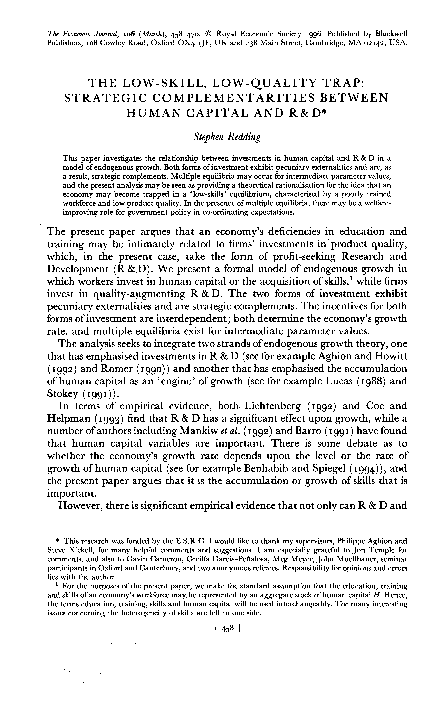 (PDF) The low-skill, low-quality trap: Strategic complementarities ...
