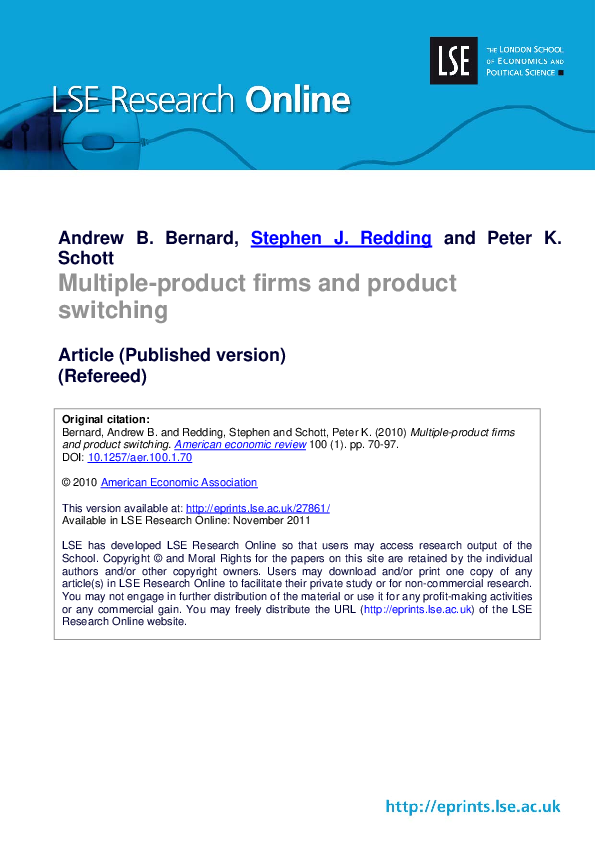 (PDF) Multi-product firms and product switching