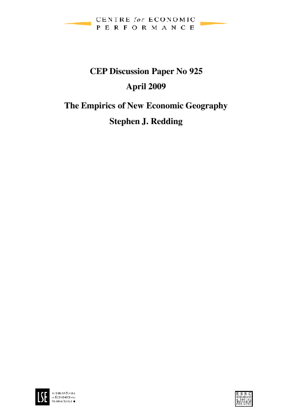 (PDF) THE EMPIRICS OF NEW ECONOMIC GEOGRAPHY*