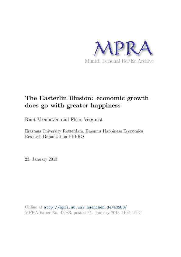 (PDF) The Easterlin illusion: economic growth does go with greater ...