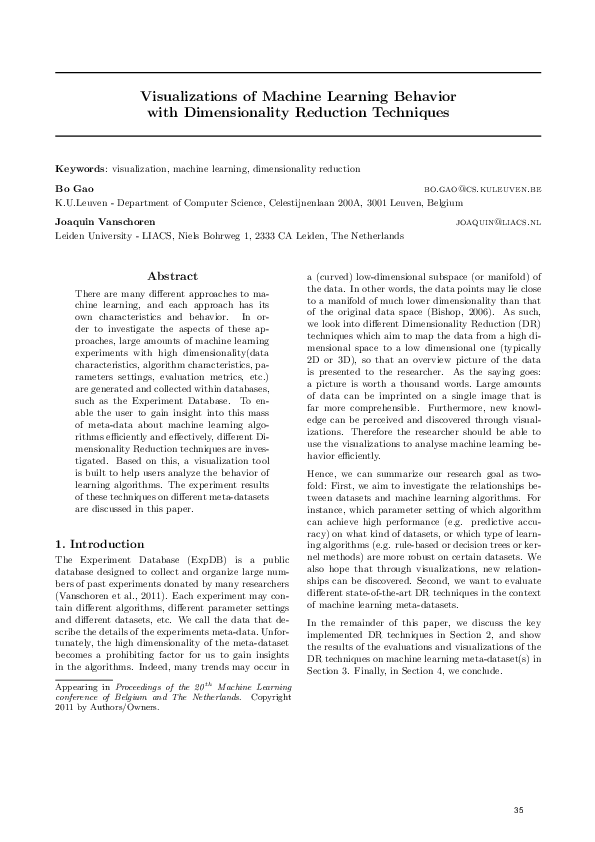 Visualizations of machine learning behavior with dimensionality reduction techniques